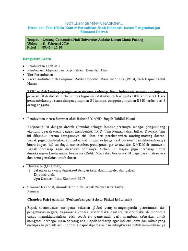 Notulen Seminar Nasional | PDF
