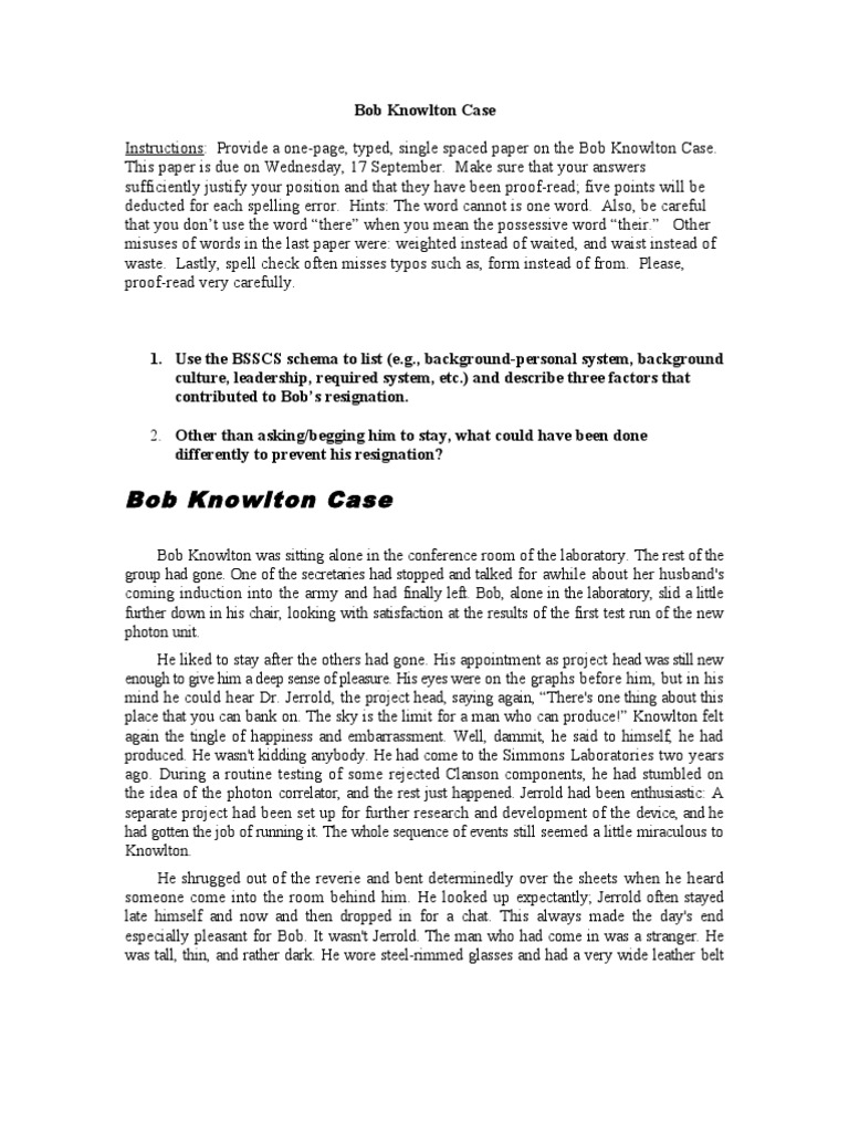 Bob Knowlton Case | PDF | Reason | Cognitive Science