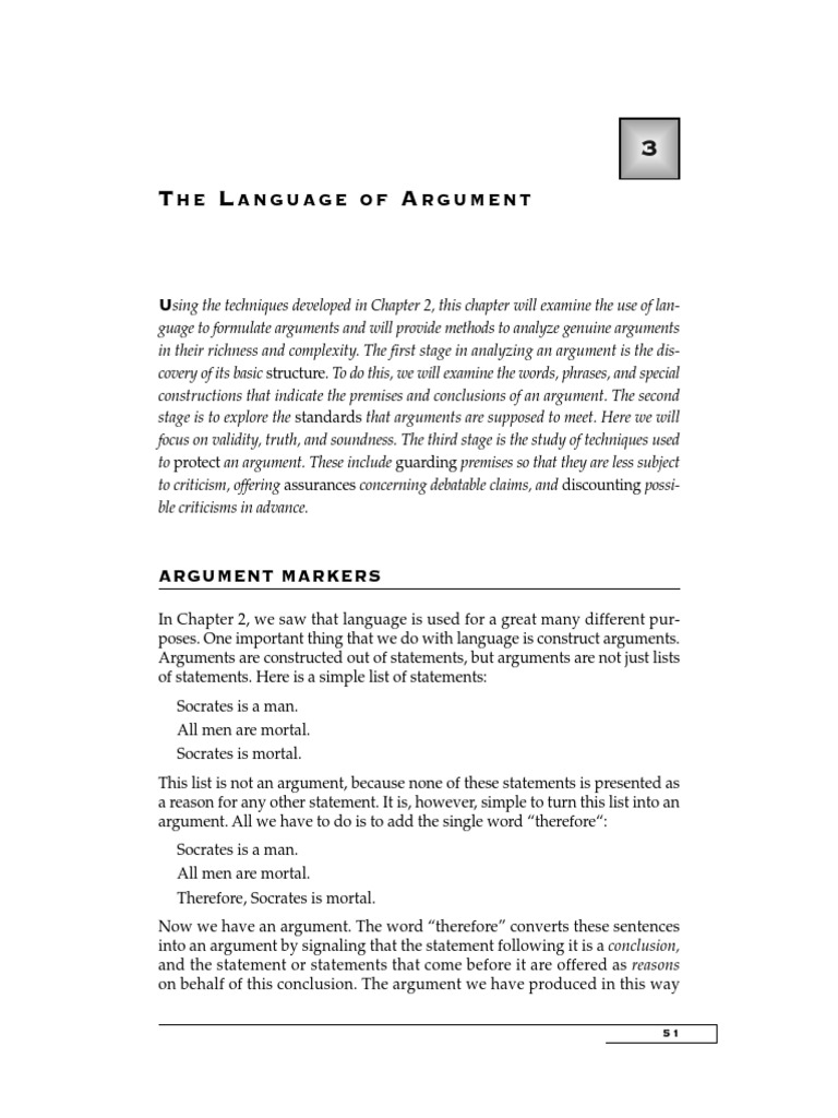 The Language of Argument - From Understanding Arguments 8th Edition | PDF | Argument | Reason