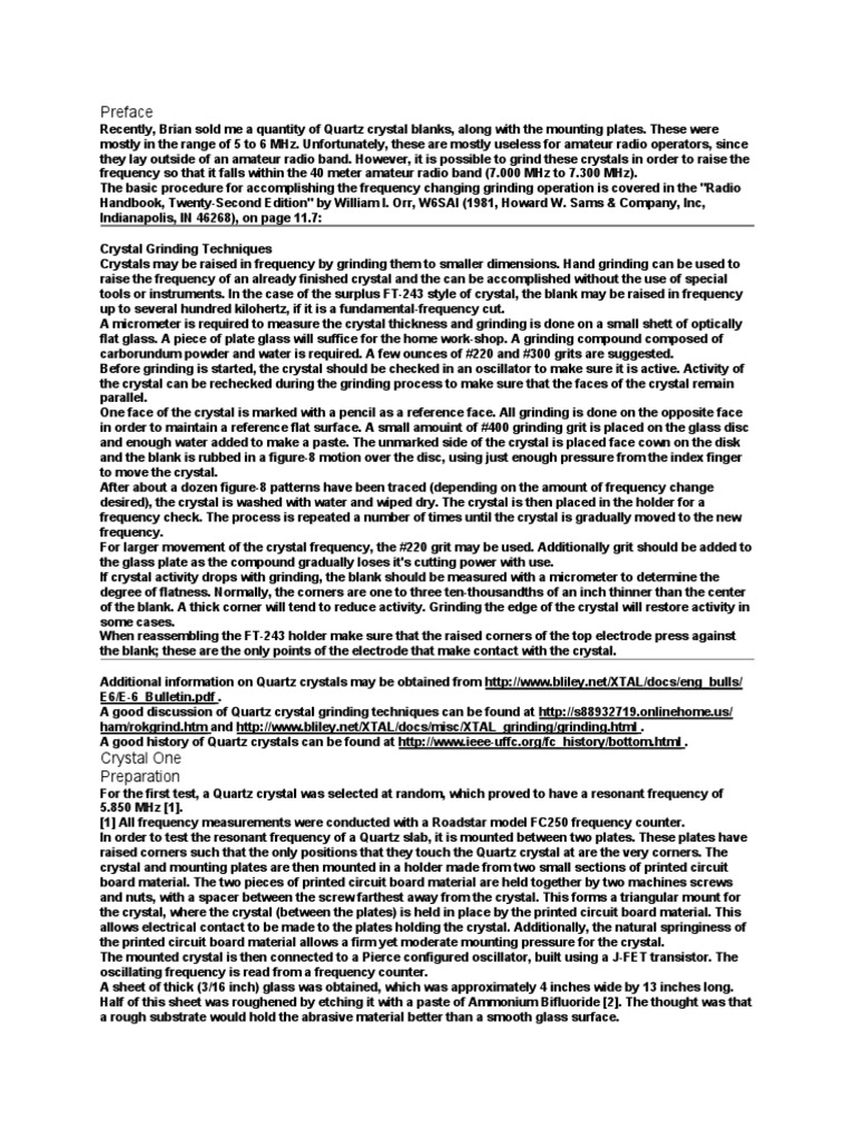 Crystal Grinding Techniques Raise Frequency | PDF | Abrasive | Printed ...