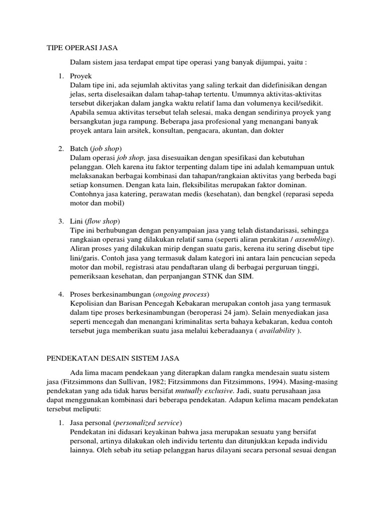 Tipe Operasi Jasa | PDF