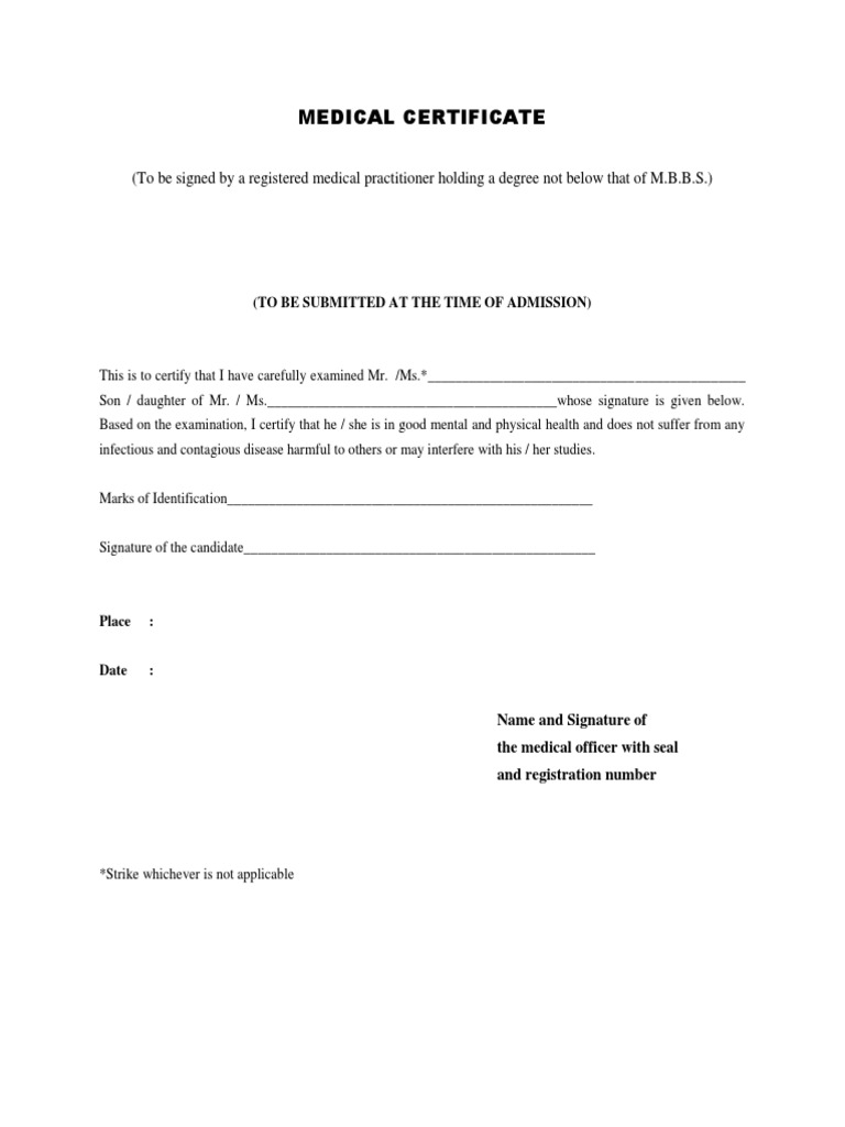 Medical Certificate | PDF
