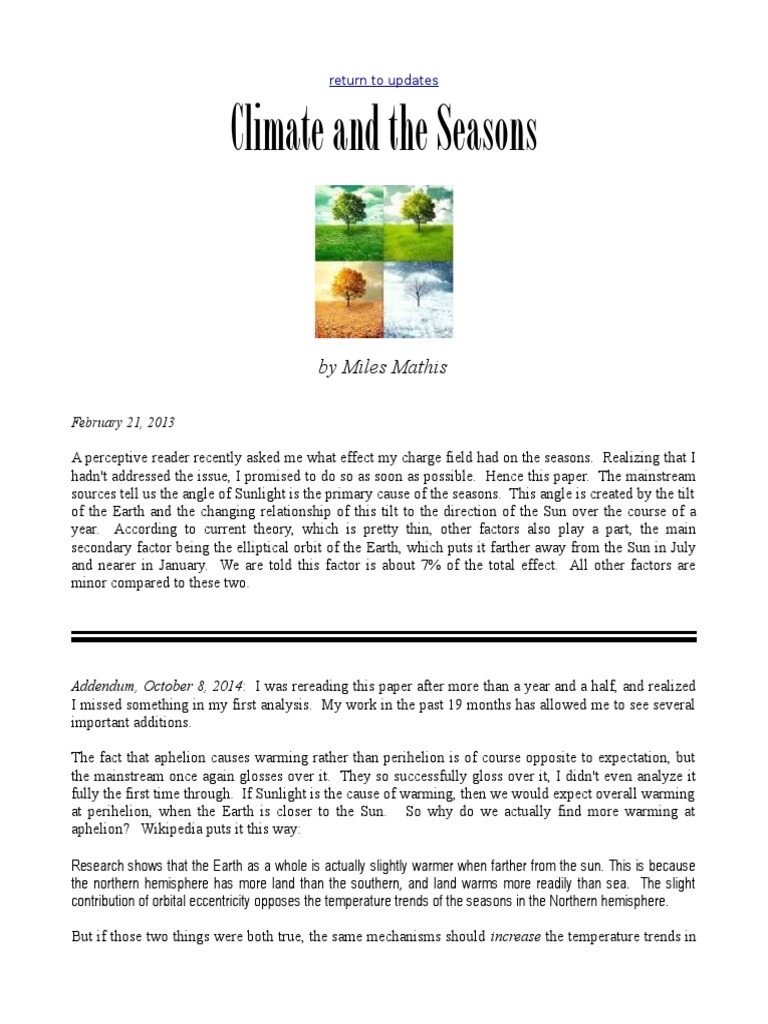Climate and The Seasons by Miles Mathis | PDF | Sun | Photon