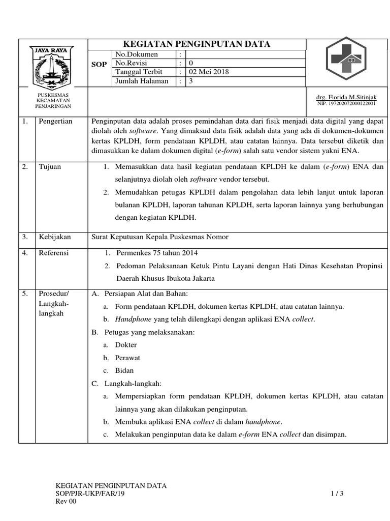 Sop Penginputan Data | PDF | Pengelolaan Keuangan & Uang