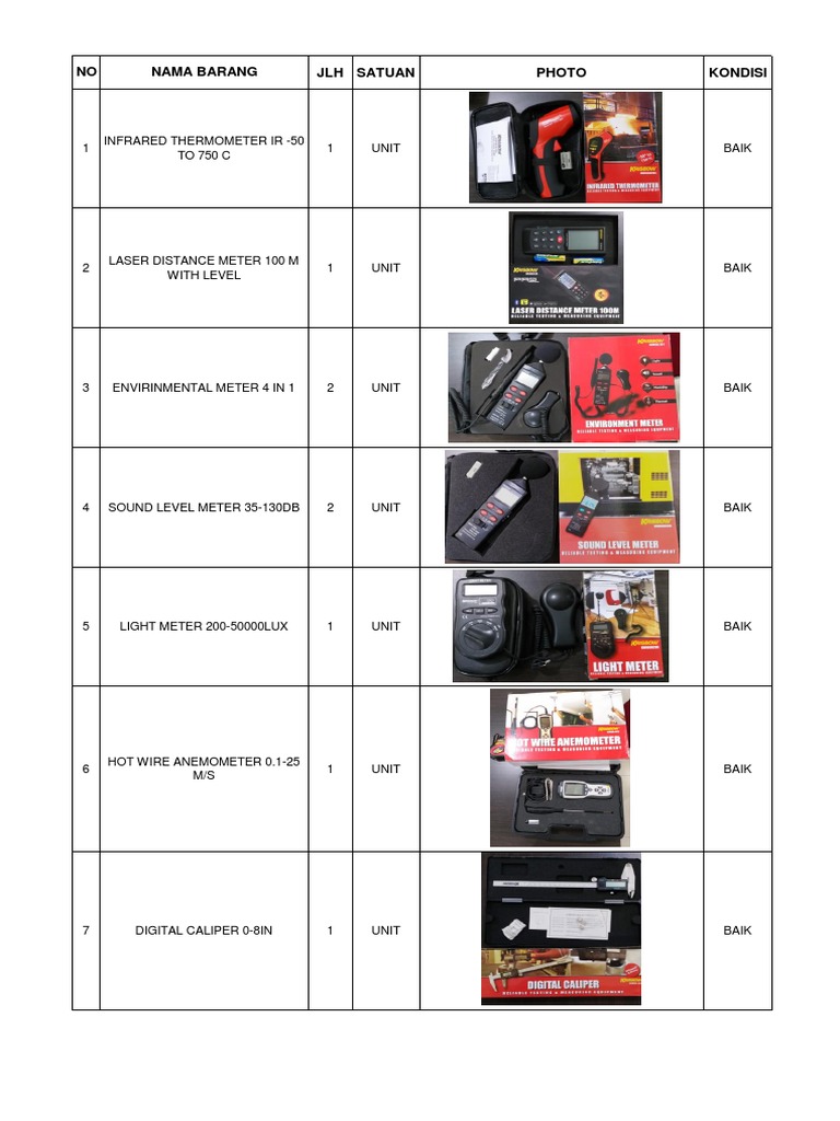 Checklist Alat Ukur Lab Arsitektur | PDF | Science & Mathematics