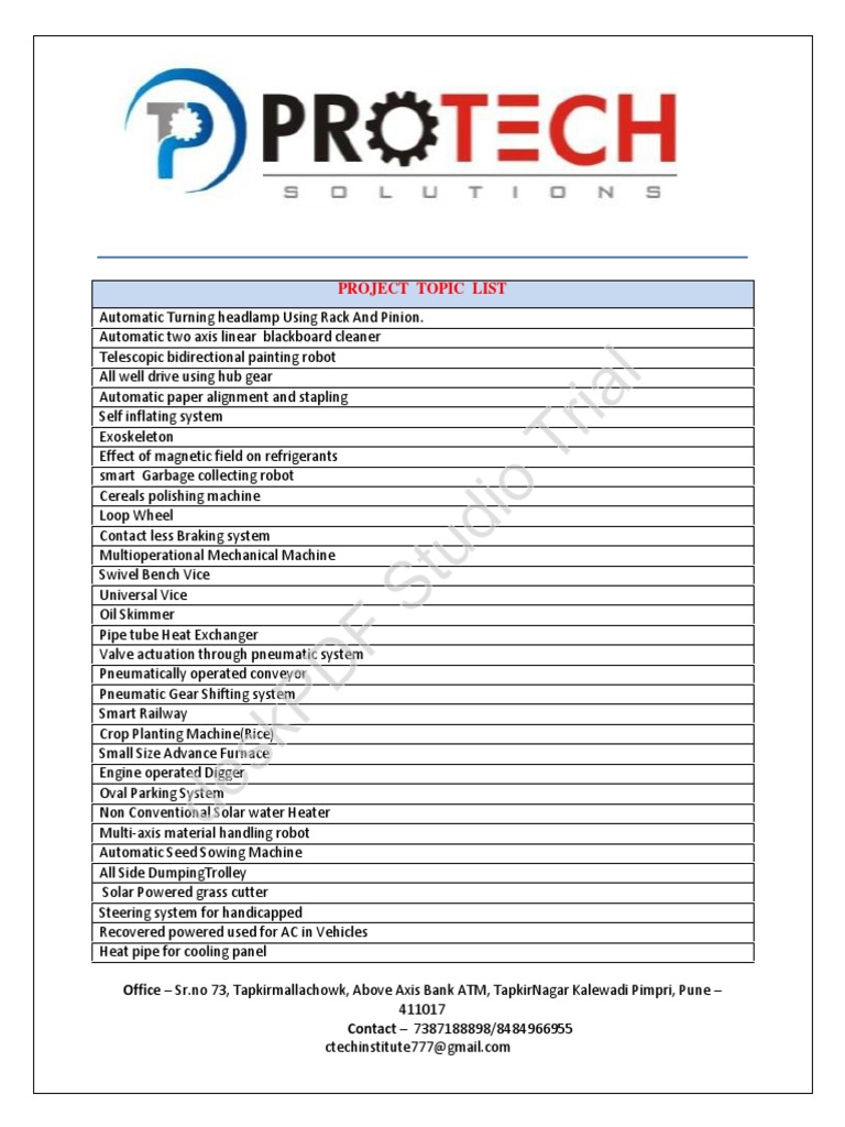 Deskpdf Studio Trial: Project Topic List | PDF | Machines | Electricity ...