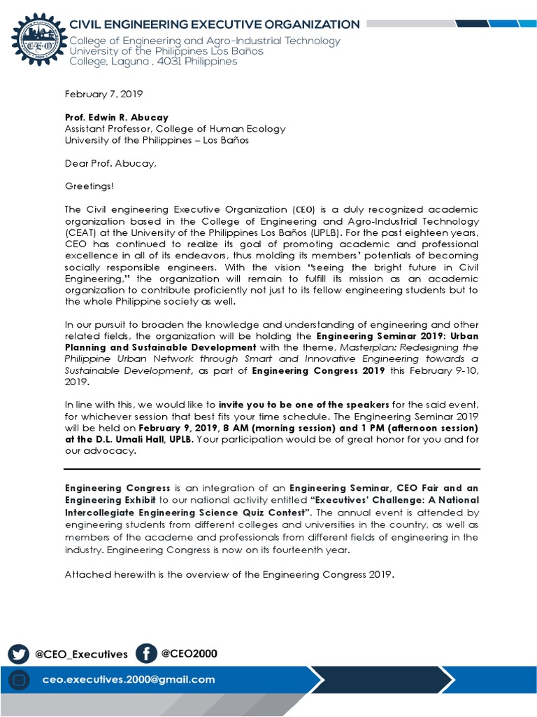 (Invitation) Abucay Edwin Che Uplb | PDF | Engineering | Goal