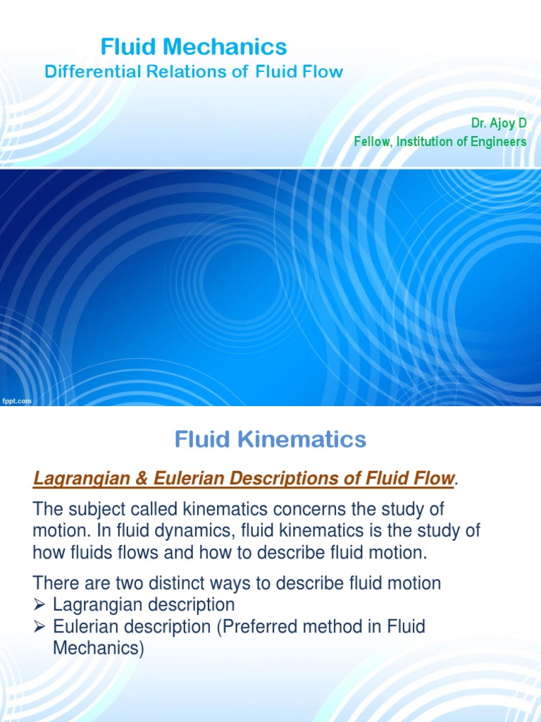 Fluid Mechanics: Differential Relations of Fluid Flow | PDF | Fluid Dynamics | Lagrangian Mechanics