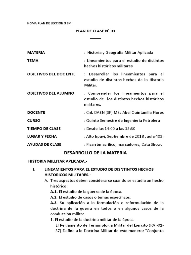 Hgma Plan de Leccion 3 | PDF | Militar | Seguridad internacional