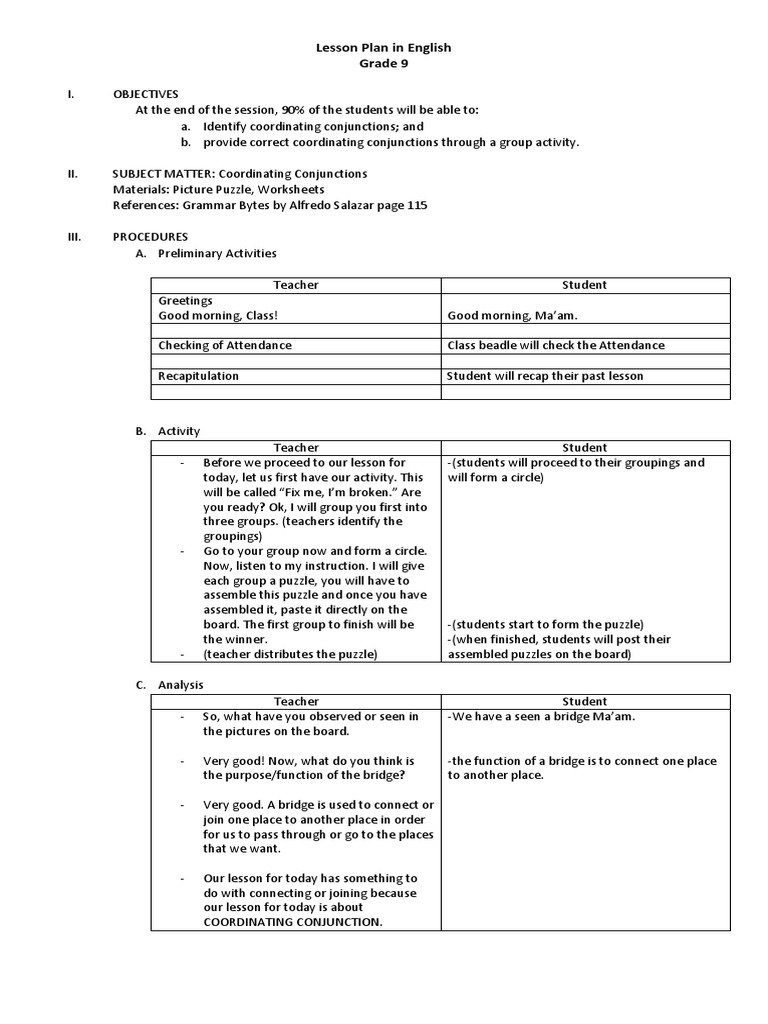 Lesson Plan in English Grade 9 | PDF | Lesson Plan | Communication