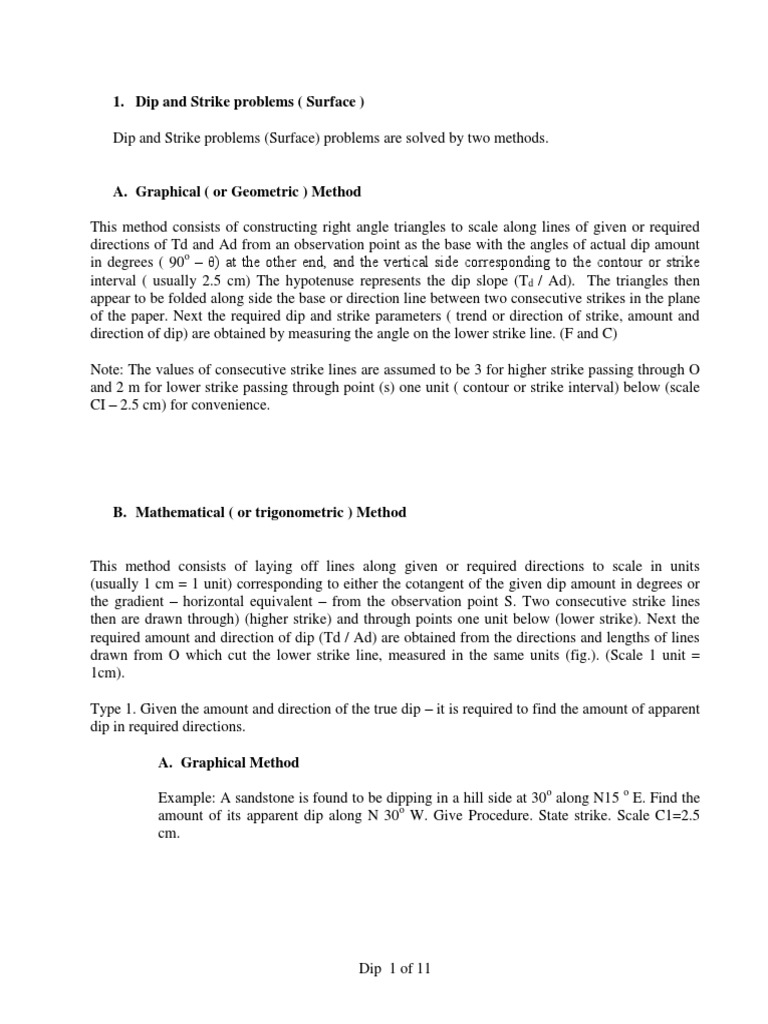 Dip and Strike Problem 1 | PDF | Triangle | Geometry