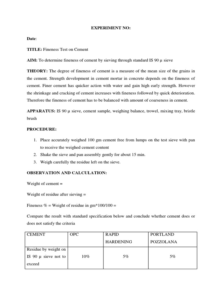 5.Fineness of Cement