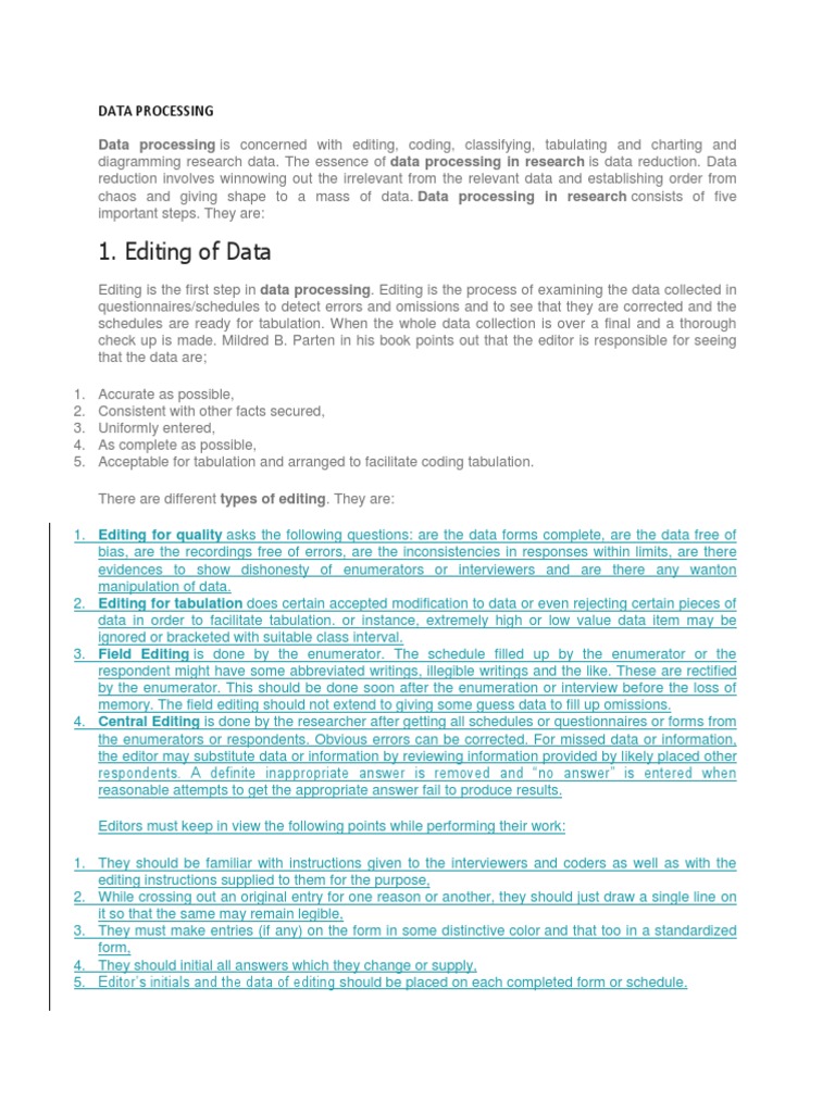 Data Processing in Research Methodology | PDF | Data | Time Series