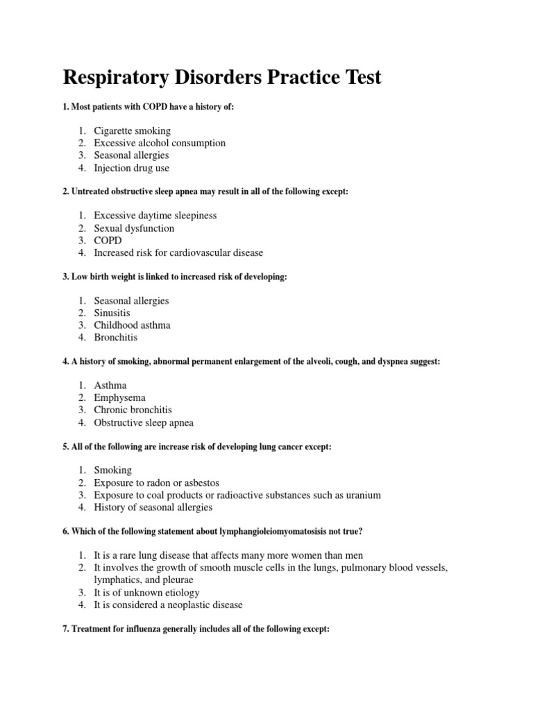 Respiratory Disorders | PDF | Chronic Obstructive Pulmonary Disease ...
