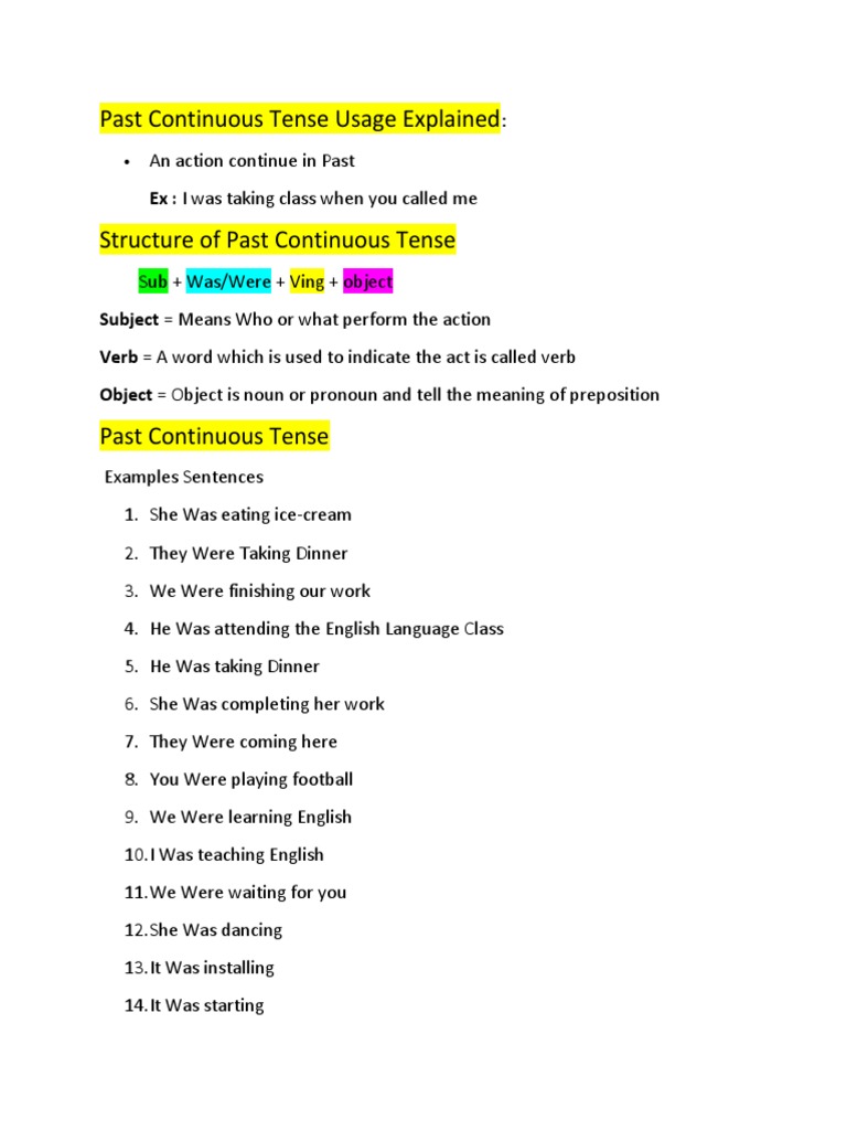 Past Continous | PDF | Object (Grammar) | Verb