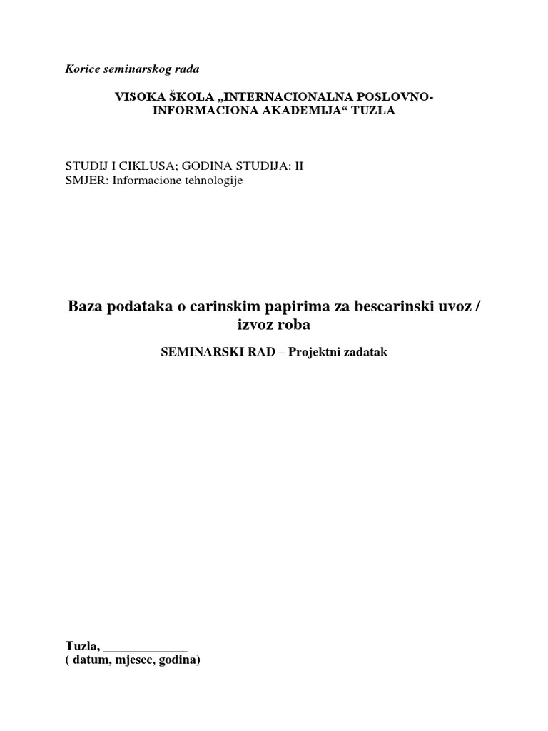 Primjer Seminarskog Rada - Razvoj I Izgradnja Informacionih Sistema | PDF