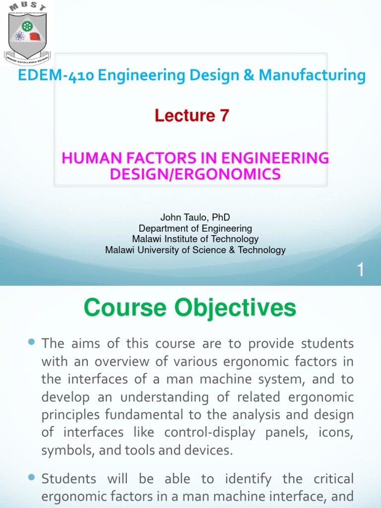 Ergonomics in Engineering Design | PDF | Human Factors And Ergonomics ...