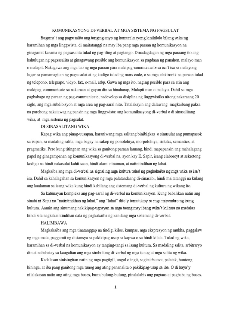 Komunikasyong Di Verbal at Sistema NG Pagsulat Ulat Ni Nelson L. San Miguel | PDF
