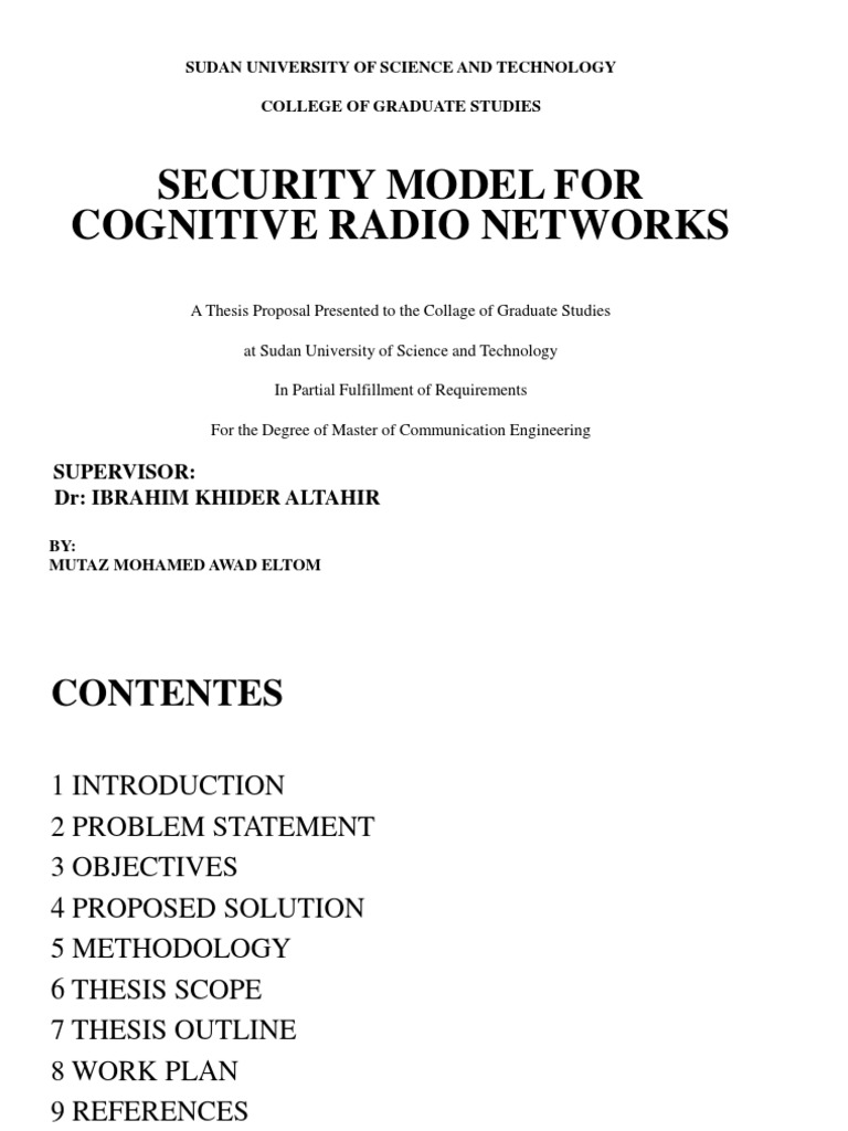 Security Model For Cognitive Radio Networks: Sudan University of ...