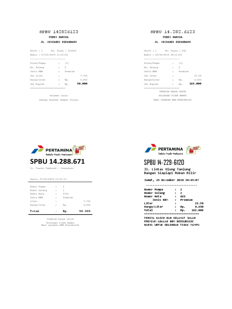 Nota Transaksi SPBU Srikandi 2023 | PDF | Currency | Financial Markets