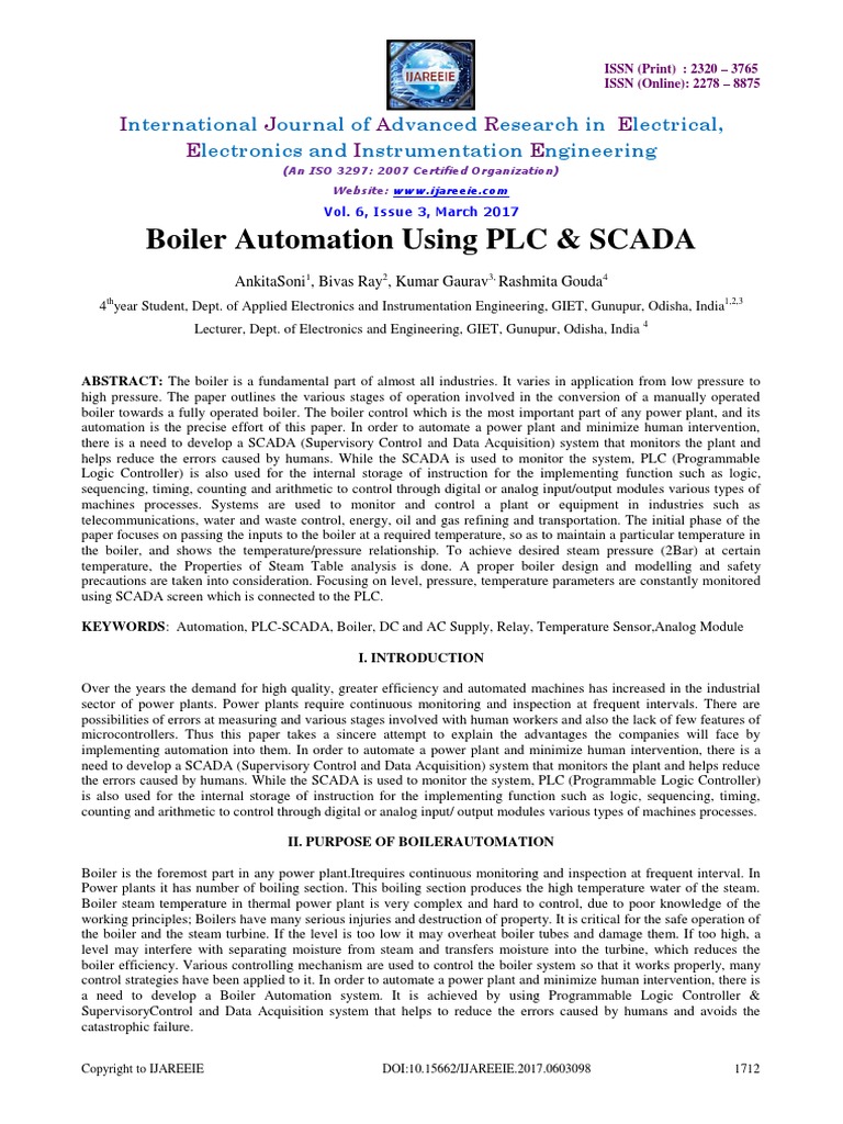 Boiler Automation Using PLC & SCADA | PDF | Boiler | Automation