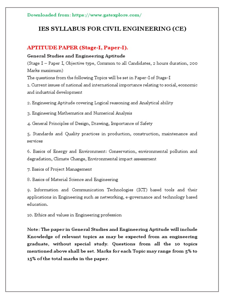 IES Syllabus For Civil | Download Free PDF | Hydrology | Beam (Structure)