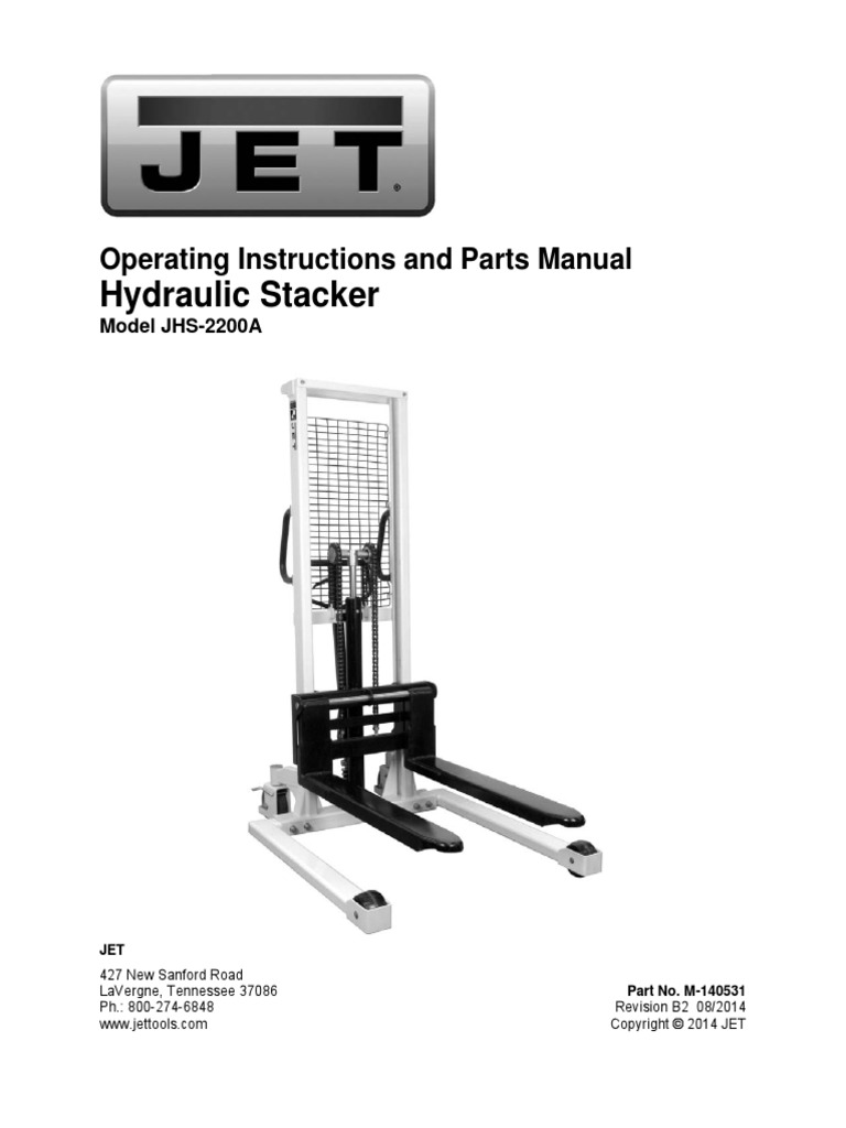 Hydraulic Stacker: Operating Instructions and Parts Manual | PDF ...