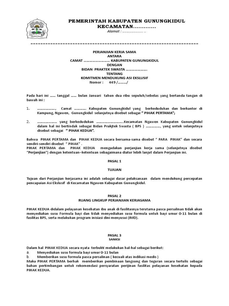 Contoh MOU BPS Asi Ekslusif | PDF