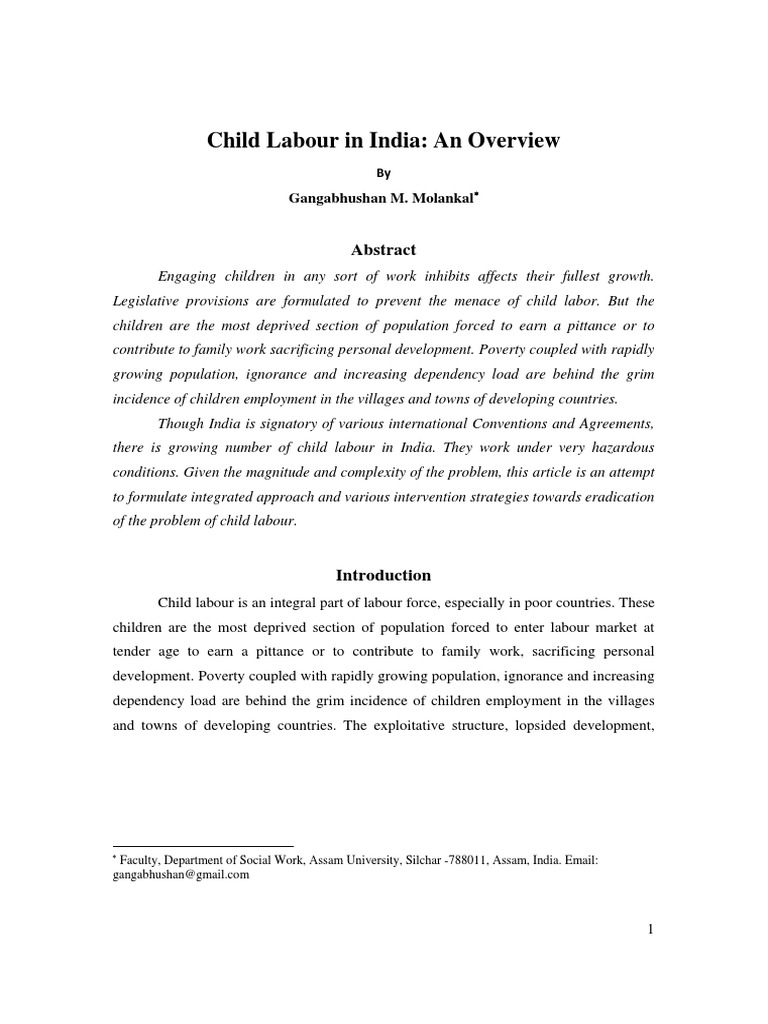 Project Child Labour PDF | PDF | Child Labour | Employment