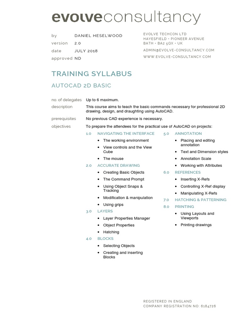 Evolve Syllabus Autocad 2d Basic | PDF | Computing | Software