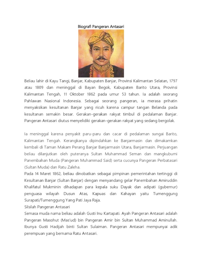 Biografi Pangeran Antasari Okkk | PDF