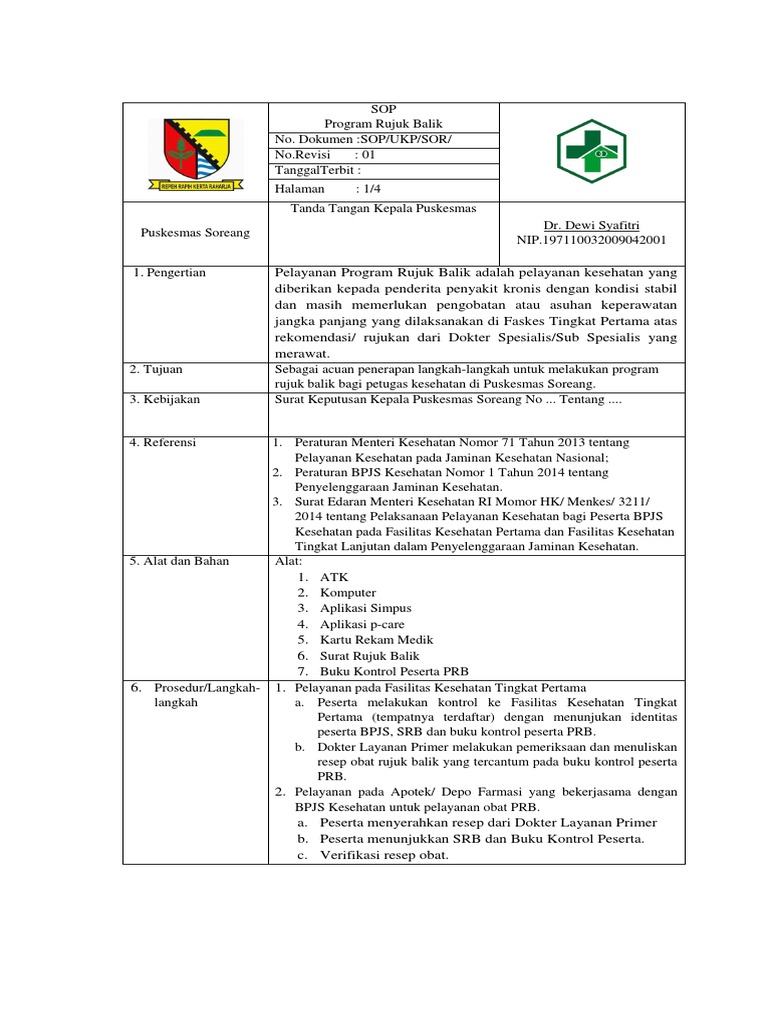 Sop Program Rujuk Balik Prb Pdf
