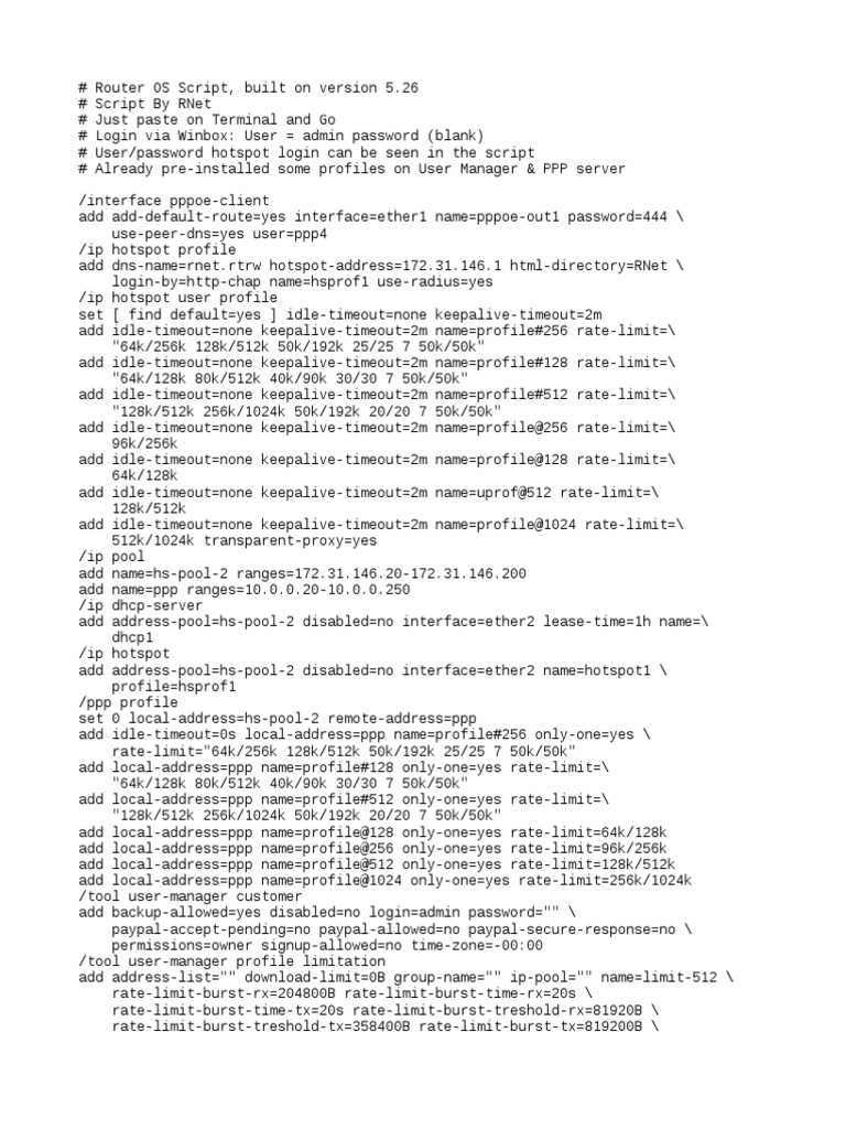 Script Mikrotik | PDF | Ip Address | Firewall (Computing)