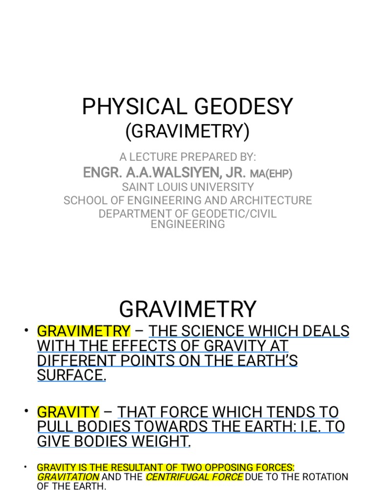 Physical Geodesy Lecture | PDF | Pendulum | Gravity