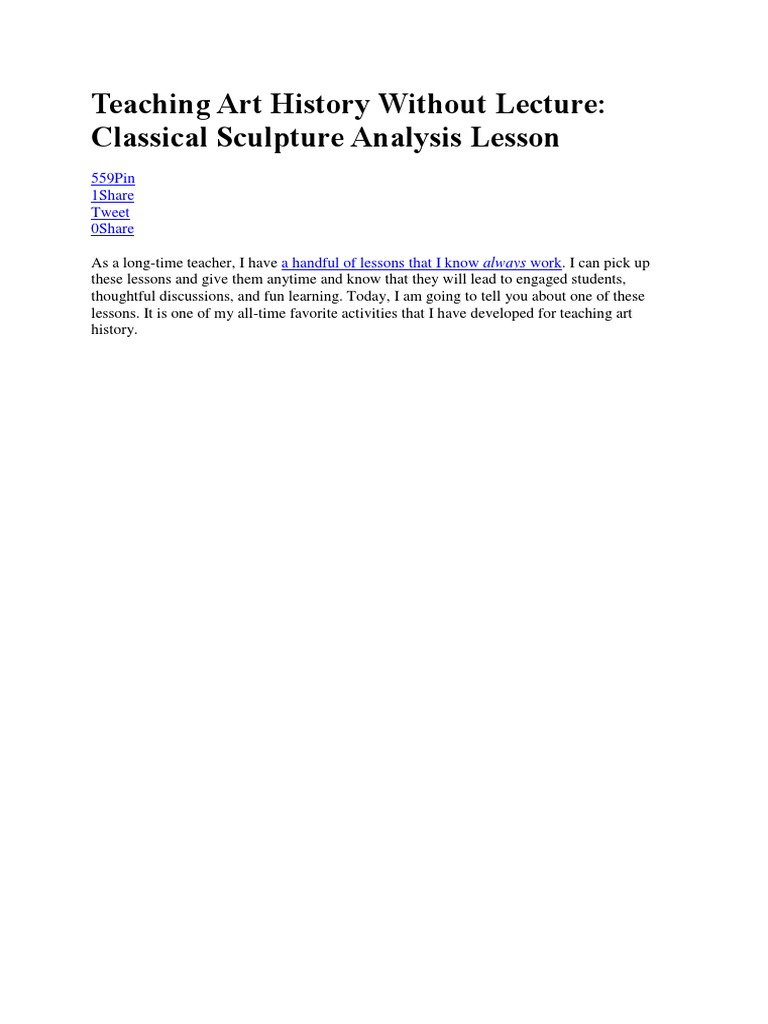 Teaching Art History Without Lecture: Classical Sculpture Analysis ...