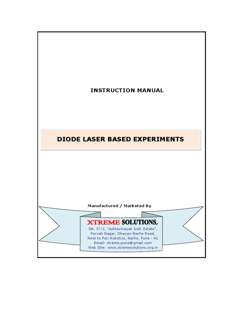 Diode Laser Based Experiments: Instruction Manual | Download Free PDF | Diffraction | Wavelength