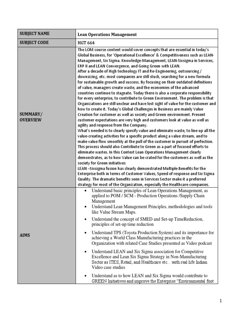 Unit 3 Lean Manufacturing Notes | PDF | Lean Manufacturing | Business ...