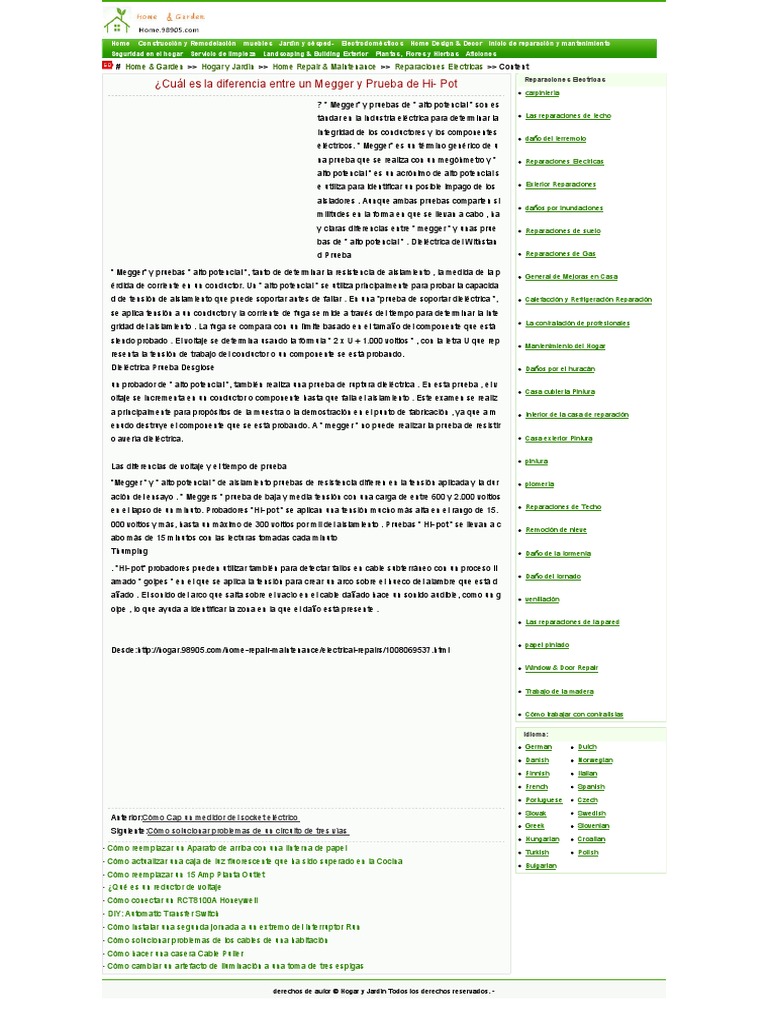 ¿Cuál Es La Diferencia Entre Un Megger y Prueba de Hi - Pot ...