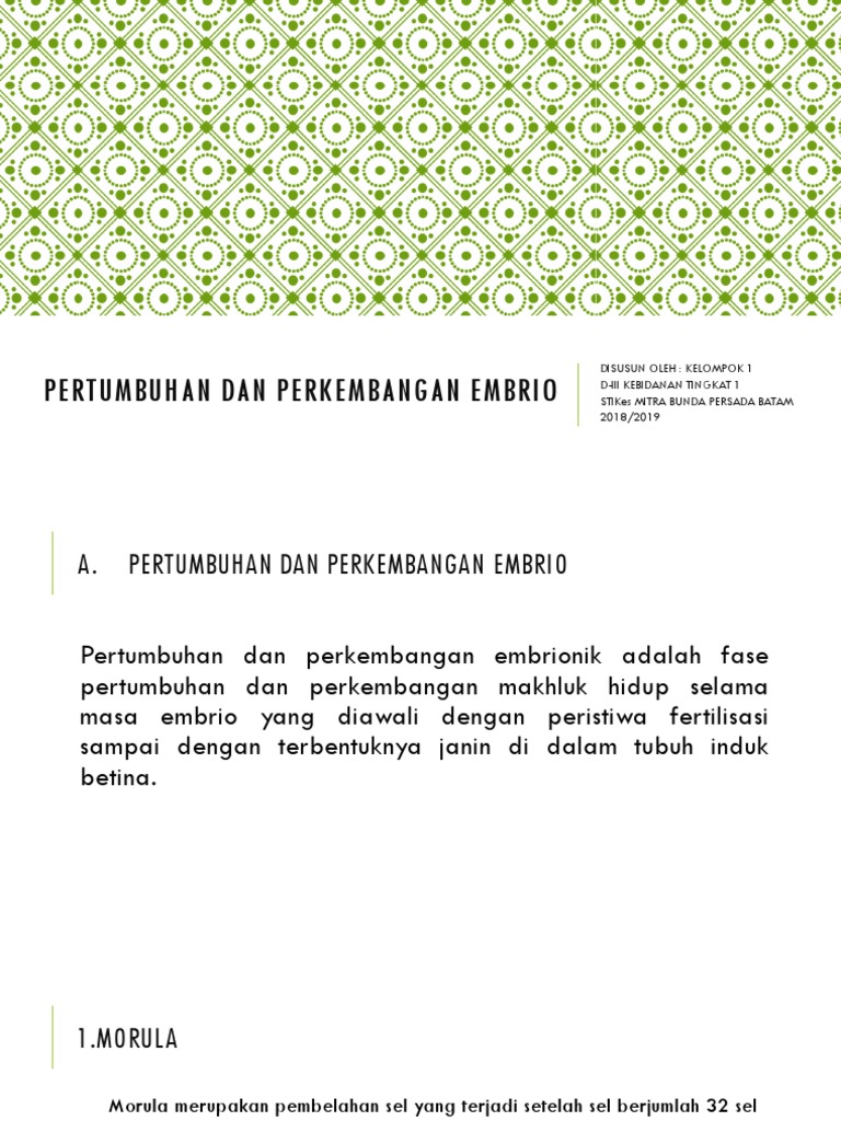 Pertumbuhan Dan Perkembangan Embrio | PDF