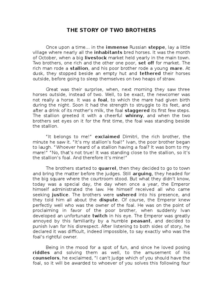 The Story of Two Brothers | PDF | Mare