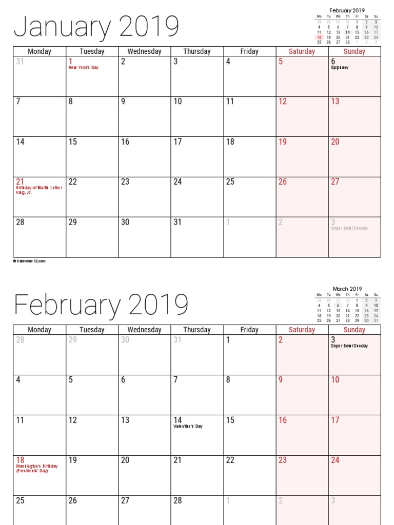 Kalender January 2019 - December 2019 | PDF | Catholic Liturgy | Holidays
