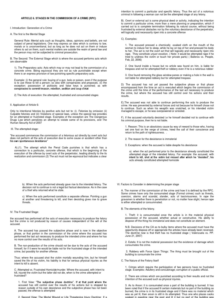 Analysis of the Stages of Crime Commission in Philippine Law | PDF ...