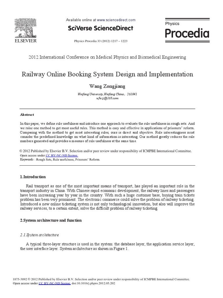 Railway Online Booking System Design and Implement PDF | PDF ...