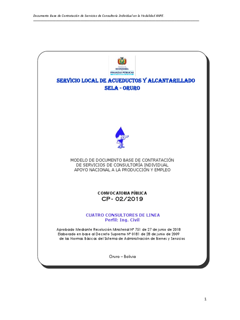 Servicio Local de Acueductos Y Alcantarillado Sela - Oruro | PDF | Presupuesto | Ingeniero civil