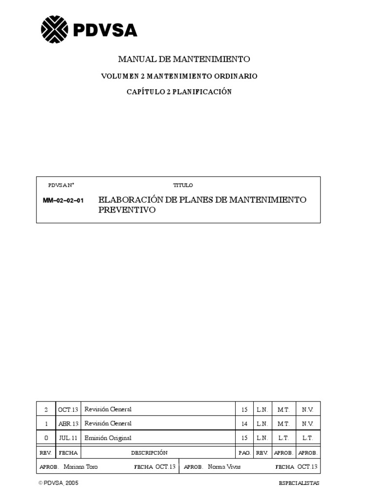 MM-02!02!01 Elaboración de Plan de Mtto | PDF | Planificación | Naturaleza