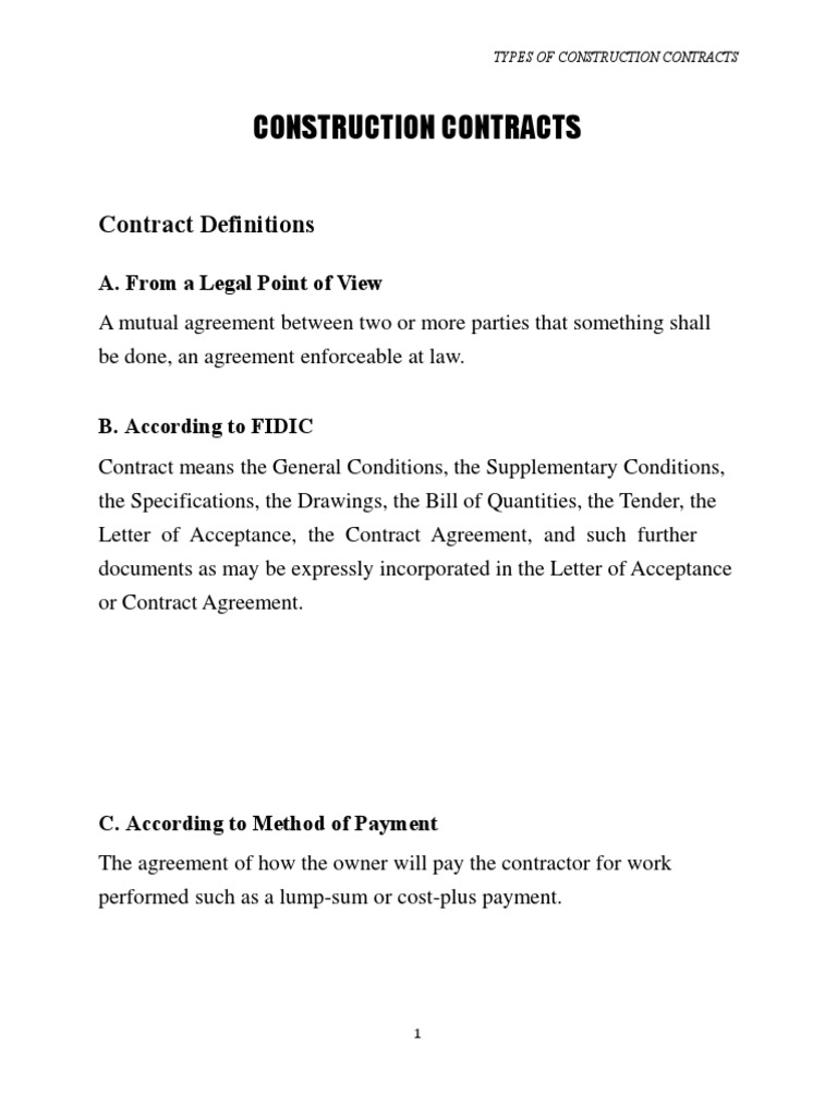 2 - Types of Construction Contract | PDF | General Contractor | Employment