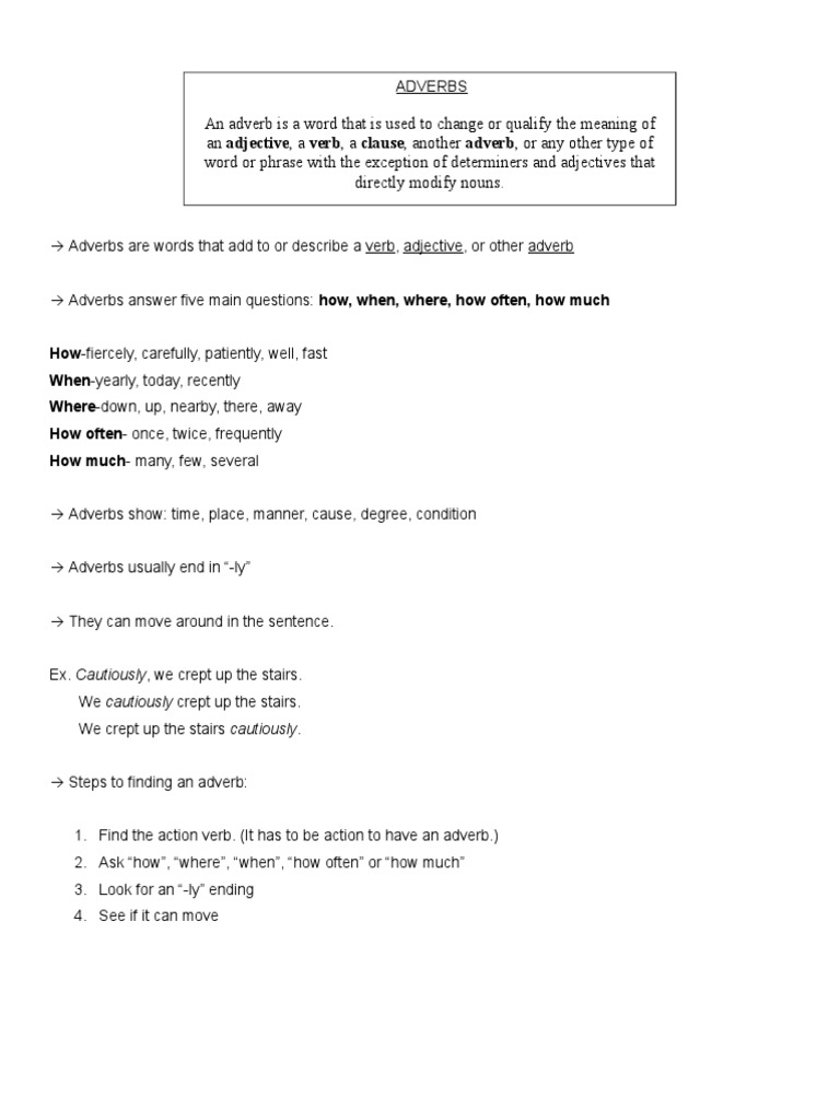 Adverb Notes | PDF | Foreign Language Studies