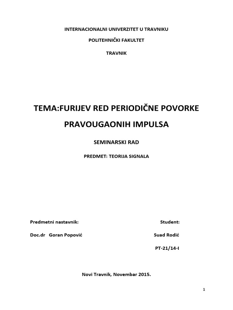 Teorija Signala | PDF