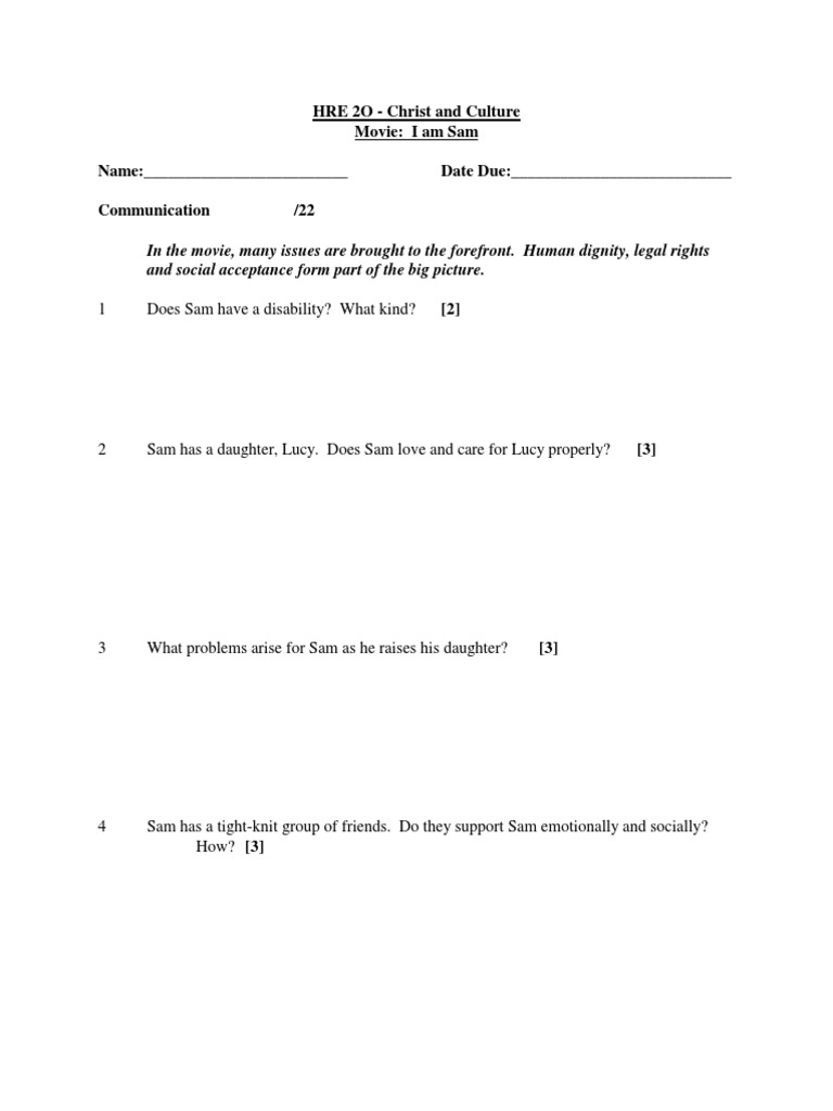 I Am Sam Questions | PDF