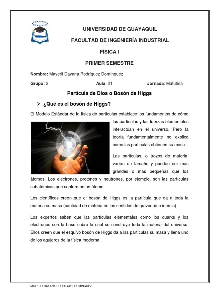 Particula de Dios o Bosón de Higgs | PDF | Bosón de Higgs | Teoría del ...
